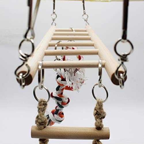 POPETPOP Hamster Suspension Bridge - Rat Toys Ladder - Pet Hanging Hammock Wooden Swing Cage Toy for Small Animal