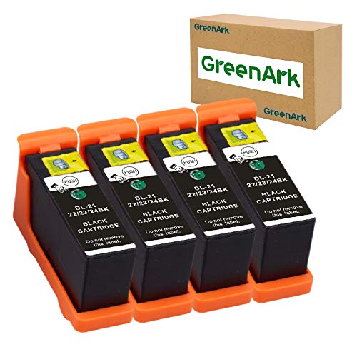 GREENARK Compatible for Dell Series 21 Black Ink Cartridges Use for Dell V313w V515w P513w V715w P713w Printers 4 Pack Black for Dell Series 21, Series 22, Series 23, Series 24 Ink Cartridges