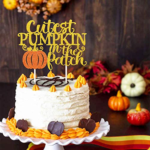 Pumpkin Party Decorations Cutest Pumpkin in the Patch Banner Little Pumpkin Baby Shower Decorations Cake Topper Fall Party Balloons for Fall Birthday Party Decorations Thanksgiving Party Supplies