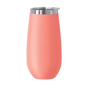 oggi thermo vacuum insulated flute-6 oz, coral, 6 ounce