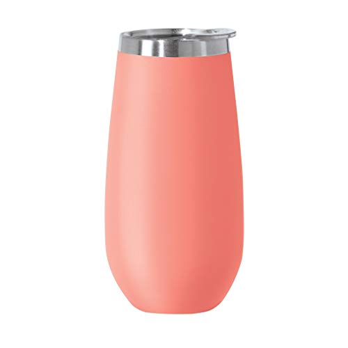 Oggi Thermo Vacuum Insulated Flute-6 oz, Coral, 6 Ounce