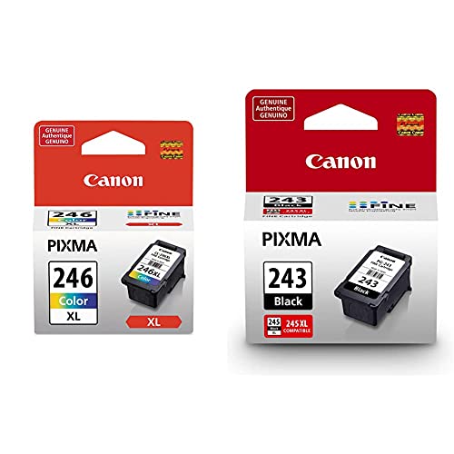 Canon CL-246XL Compatible to MG2525,MG3020,TR4520/4522,TS202,TS302,TS3120/3122,TS3320/3322 Printers & PG-243 Compatible to MG2525,MG3020,TR4520/4522,TS202,TS302,TS3120/3122,TS3320/3322 Printers