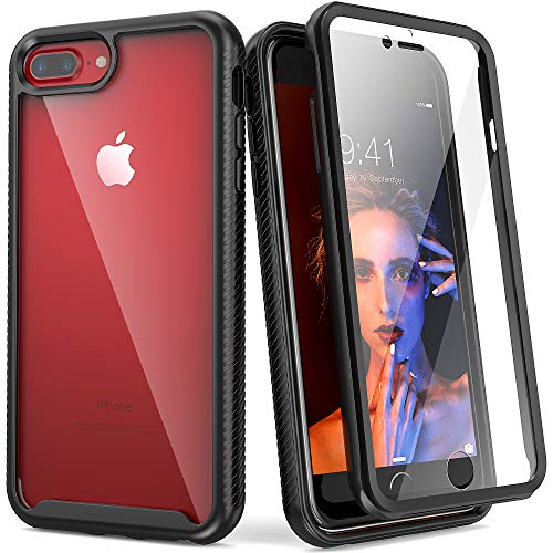 IDweel iPhone 8 Plus Case, iPhone 7 Plus Case, Full-Body Durable Shockproof Case with Build in Screen Protector Heavy Duty Shock Resistant Hybrid Rugged Cover for iPhone 8 & 7 Plus 5.5 Inch (Black)