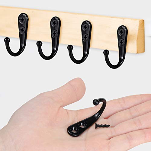 36 Pieces Wall Mounted Hook/Single Coat Hanger and 72 Pieces Screws (Black)