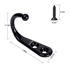 36 Pieces Wall Mounted Hook/Single Coat Hanger and 72 Pieces Screws (Black)