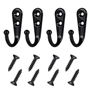 36 Pieces Wall Mounted Hook/Single Coat Hanger and 72 Pieces Screws (Black)