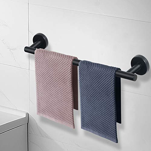 NearMoon Bathroom Towel Bar, Bath Accessories Thicken Stainless Steel Shower Towel Rack for Bathroom, Towel Holder Wall Mounted (Matte Black, 24 Inch)