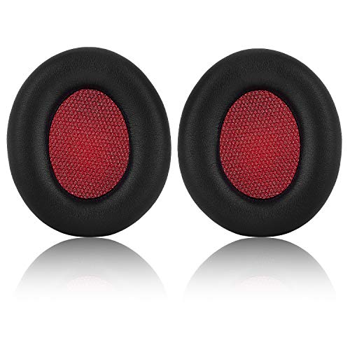 Jecobb Listen Earpads Replacement Ear Cushion Pads with Protein Leather and Memory Foam for Focal Listen Wireless Over Ear Headphones ONLY (NOT FIT Focal Other Series) (Black/Red)