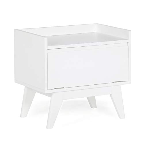 SIMPLIHOME Draper 20 inch H x 22 inch W Storage Hamper Bench in Pure White with Storage Compartment and 1 shelf, for the Bathroom