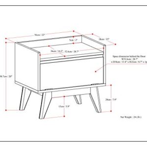 SIMPLIHOME Draper 20 inch H x 22 inch W Storage Hamper Bench in Pure White with Storage Compartment and 1 shelf, for the Bathroom