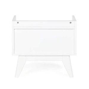 SIMPLIHOME Draper 20 inch H x 22 inch W Storage Hamper Bench in Pure White with Storage Compartment and 1 shelf, for the Bathroom