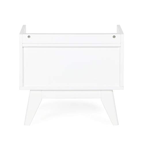 SIMPLIHOME Draper 20 inch H x 22 inch W Storage Hamper Bench in Pure White with Storage Compartment and 1 shelf, for the Bathroom