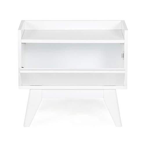 SIMPLIHOME Draper 20 inch H x 22 inch W Storage Hamper Bench in Pure White with Storage Compartment and 1 shelf, for the Bathroom