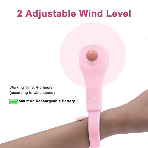 TRELC Mini Handheld Fan, Folding Table Fan Pocket Fan with 360° Rotatable Flexible Stand, Ultra Quiet Rechargeable Portable Fan for Stroller Bike Camping BBQ Gym Office Room Car Traveling (Pink)