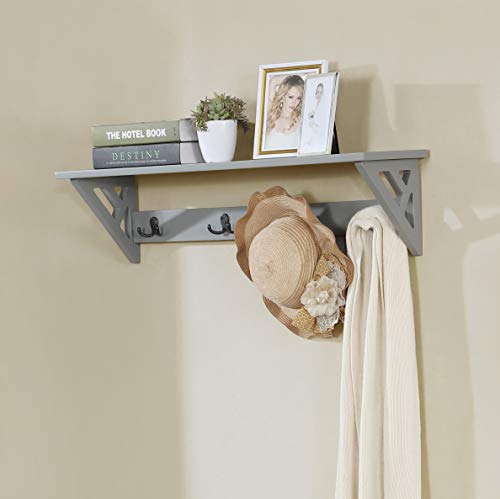 Alaterre Furniture Coventry 36" W Coat Hook with Shelf, Gray