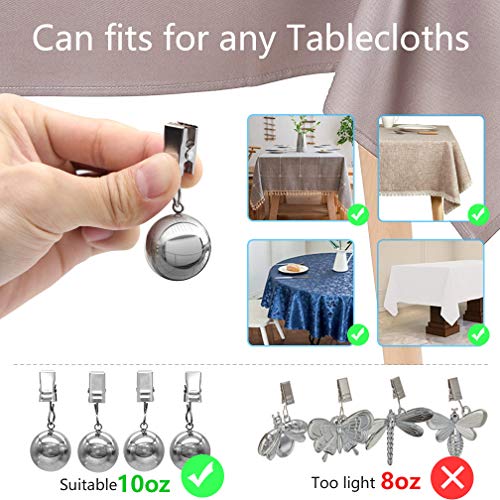 Tablecloth Weights, 10oz Heavy Premium Tablecloth Clips Added Weights (4 Pack)