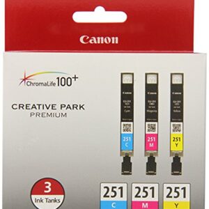 Canon CLI-251 3 Pack Cyan,Magenta,Yellow Ink, Compatible to MX922,MG7520,MG7120,MG6620,MG5620,iP8720,MG6420,MG6320 and MG5420 & CLI-251XL Black Ink Tank