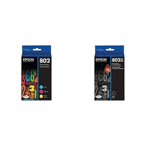 epson t802520 durabrite ultra color combo pack standard capacity cartridge ink & t802xl120 durabrite ultra black high capacity cartridge ink