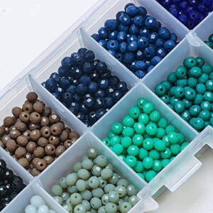 Glass Beads for Jewelry Making, 2000pcs Faceted Rondelle Crystal Beads 4MM Multicolored Spacer Beads for Bracelets Necklace Earrings DIY Beading Crafts