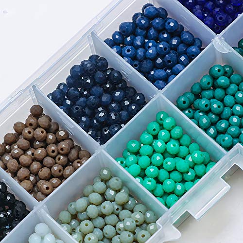 Glass Beads for Jewelry Making, 2000pcs Faceted Rondelle Crystal Beads 4MM Multicolored Spacer Beads for Bracelets Necklace Earrings DIY Beading Crafts