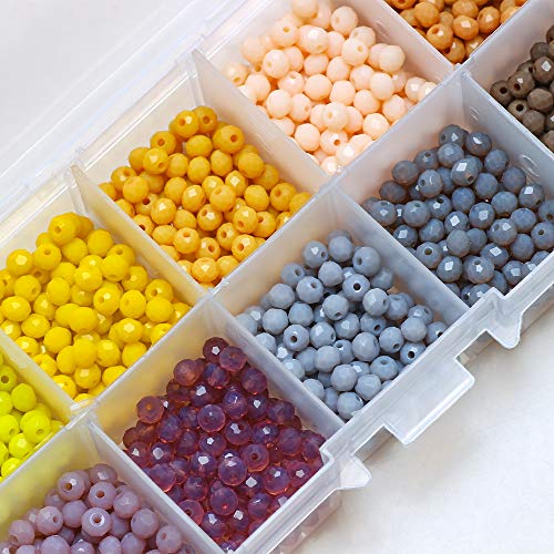 Glass Beads for Jewelry Making, 2000pcs Faceted Rondelle Crystal Beads 4MM Multicolored Spacer Beads for Bracelets Necklace Earrings DIY Beading Crafts