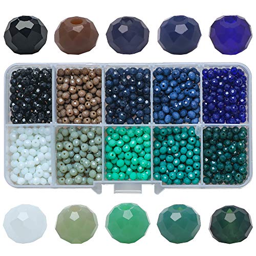 Glass Beads for Jewelry Making, 2000pcs Faceted Rondelle Crystal Beads 4MM Multicolored Spacer Beads for Bracelets Necklace Earrings DIY Beading Crafts