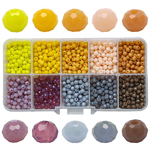 Glass Beads for Jewelry Making, 2000pcs Faceted Rondelle Crystal Beads 4MM Multicolored Spacer Beads for Bracelets Necklace Earrings DIY Beading Crafts