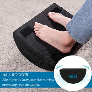 Big Hippo Foot Rest for Under Desk at Work, Ergonomic Foot Stool Cushion Design for Back, Hip & Leg Pain Relief, Adjustable 2 Heights Office Under Desk Footrest with Non-Slip Massage Surface, Black