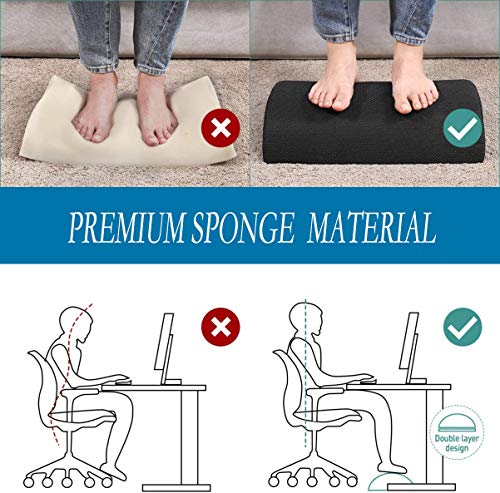 Big Hippo Foot Rest for Under Desk at Work, Ergonomic Foot Stool Cushion Design for Back, Hip & Leg Pain Relief, Adjustable 2 Heights Office Under Desk Footrest with Non-Slip Massage Surface, Black