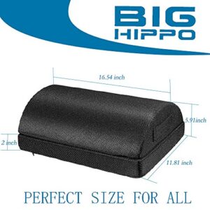 Big Hippo Foot Rest for Under Desk at Work, Ergonomic Foot Stool Cushion Design for Back, Hip & Leg Pain Relief, Adjustable 2 Heights Office Under Desk Footrest with Non-Slip Massage Surface, Black