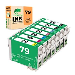 coloretto remanufactured ink cartridge replacement for epson 79 t079 used for epson astylus photo 1400 printer 7 packs (2 black, 1 cyan, 1 magenta 1 yellow,1 light cyan,1 light magenta) combo pack