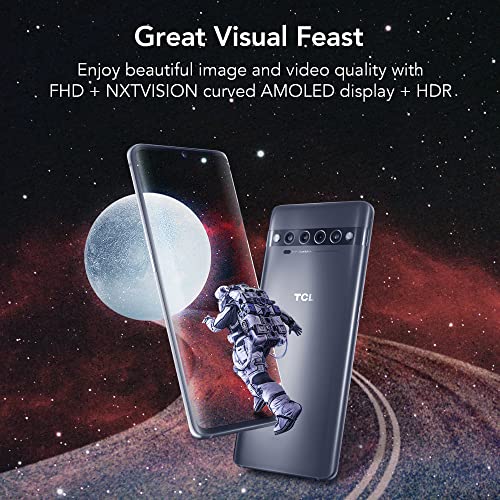 TCL 10 Pro Unlocked Android Smartphone with 6.47" AMOLED FHD + Display, 64MP Quad Rear Camera System, 128GB+6GB RAM, 4500mAh Fast Charging Battery