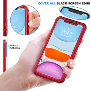 ORETECH Designed for iPhone 11 Case, with[2 x Tempered Glass Screen Protector] 360° Full Body Heavy Duty Shockproof Protection Cover Hard PC Soft Rubber Silicone for iPhone 11 (2019) - 6.1''- Red