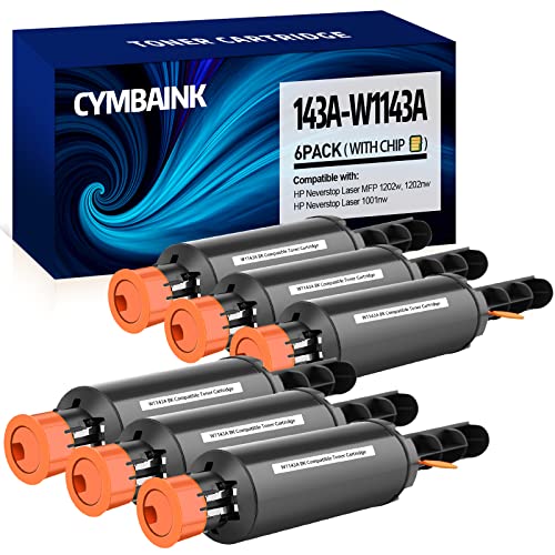 CYMBAINK 143A W1143AD Compatible Toner Reload Kit Replacement for 143A 143AD W1143A W1143AD to use with Neverstop Laser 1001nw MFP 1201n 1202nw 5hg80a(Black, 6-Pack)