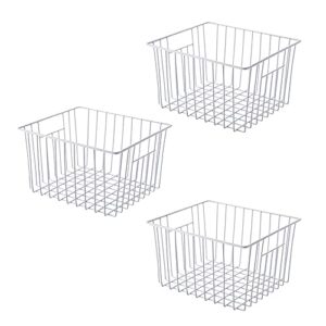 sanno refrigerator freezer baskets wire baskets storage, metal wire baskets organizing bins storage baskets with handles for kitchen bedroom cabinets pantry bathroom laundry room closet garage