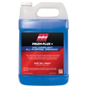 malco prizm plus all-purpose dressing – ultra high silicone formula gives superior shine and durability to interior rubber and vinyl surfaces/protects against fading and cracking/1 gallon (196601)