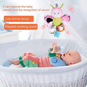 Funsland Baby Stroller Toy and Car Seat Toy for Infant with Teether Hanging Rattle Toys Clip on Stroller Toy Soft Plush Baby Toys for Boys and Girls 3-12 Months