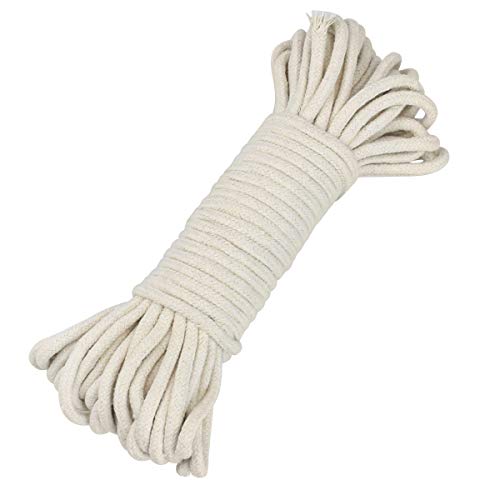 Xsheng Direct Natural Cotton Rope 1/4 Inch Craft Rope 65 Feet Long Clothesline All Purpose Rope for DIY Rope Basket/Mat as Candle Replacement Wick Self Watering Rope for Potted Plants