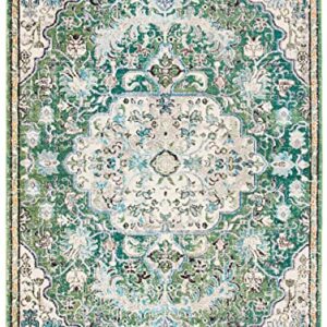 SAFAVIEH Madison Collection 8' x 10' Green / Turquoise MAD447Y Boho Chic Medallion Distressed Non-Shedding Living Room Bedroom Dining Home Office Area Rug