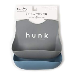 Bella Tunno Wonder Bib 2pk - Adjustable Silicone Baby Bibs for Girls & Boys, Durable and Waterproof BPA Free Silicone, The Man & Hunk