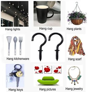 IDEALSV Black Ceiling Hooks 7/8'' Screw-in Light Hooks Hanging Cup Hooks 7/8 Inch (36Pack)