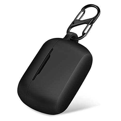 LiZHi for Jabra Elite Active 75t Case Cover, Soft Silicone Skin Cover Shock-Absorbing Protective Case with Keychain for Jabra Elite 75t Earbuds, Black