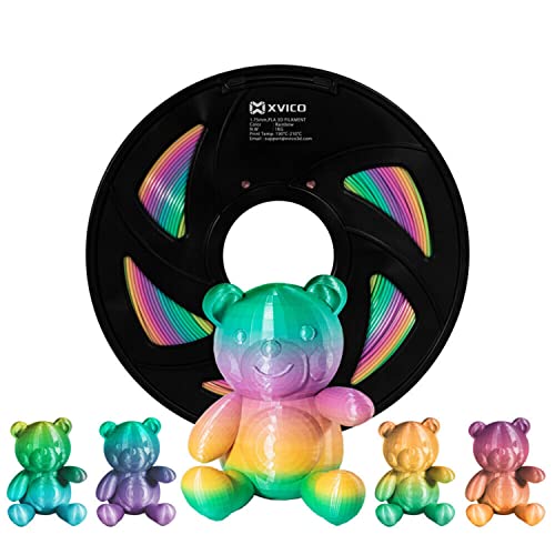 PLA Filament 1.75mm 3D Printer Filament Rainbow PLA Multicolor Filament 1kg 3D Printing Filament Gradient Spool Gradual Color Change 2.2lbs Accuracy +/- 0.02mm XVICO