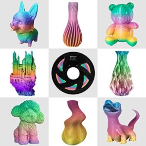 PLA Filament 1.75mm 3D Printer Filament Rainbow PLA Multicolor Filament 1kg 3D Printing Filament Gradient Spool Gradual Color Change 2.2lbs Accuracy +/- 0.02mm XVICO