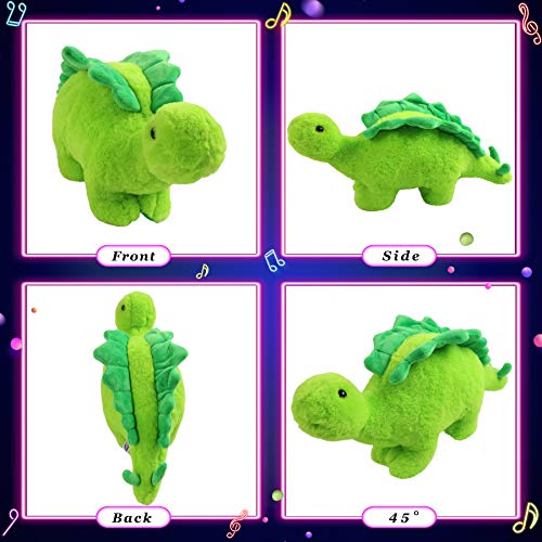 Glow Guards Light up Musical Dinosaur Stuffed Animal LED Singing Soft Stegosaurus Plush Toy with Night Lights Lullabies Ideal Birthday Children's Day for Toddler Kids, 16''