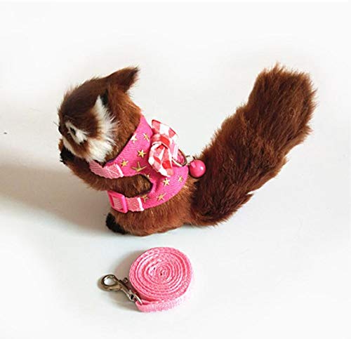 LXT&YY Small Animal Outdoor Walking Vest Harness and Leash Set with Cute Bowknot and Clear Bell Decor Chest Strap Harness for Bunny Ferret Guinea Pig Hamster Kitten Clothes Accessory (S)