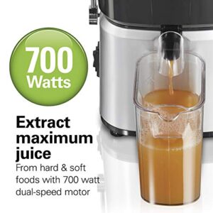 Hamilton Beach Premium Juicer Machine, Centrifugal Extractor, Big Mouth 3" Feed Chute for Whole Fruits and Vegetables, Easy Clean, 2-Speeds, BPA Free Pitcher, Holds 30 oz. - 700W Motor, Silver (67840)