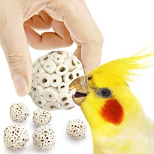 meric 6 pack sola atta foraging balls, 2-inches, chewing bird toys, satisfies pecking instincts in parrots, cockatiels, parakeets, chinchillas, and guinea pigs,unique addition to diy home decor