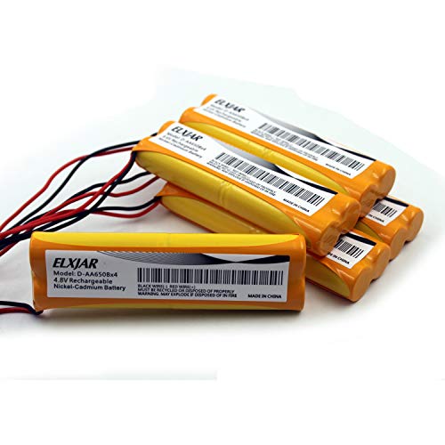 elxjar (5-Pack) 4.8V 600mAh Ni-CD Battery Pack Replacement for Unitech Dual-Lite 0120859, All Fit E1021R LITHONIA D-AA650Bx4, EJW-NI-CAD BYD D-AA650B-4 Exit Sign Emergency Light