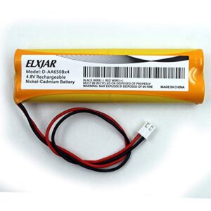 elxjar (5-Pack) 4.8V 600mAh Ni-CD Battery Pack Replacement for Unitech Dual-Lite 0120859, All Fit E1021R LITHONIA D-AA650Bx4, EJW-NI-CAD BYD D-AA650B-4 Exit Sign Emergency Light